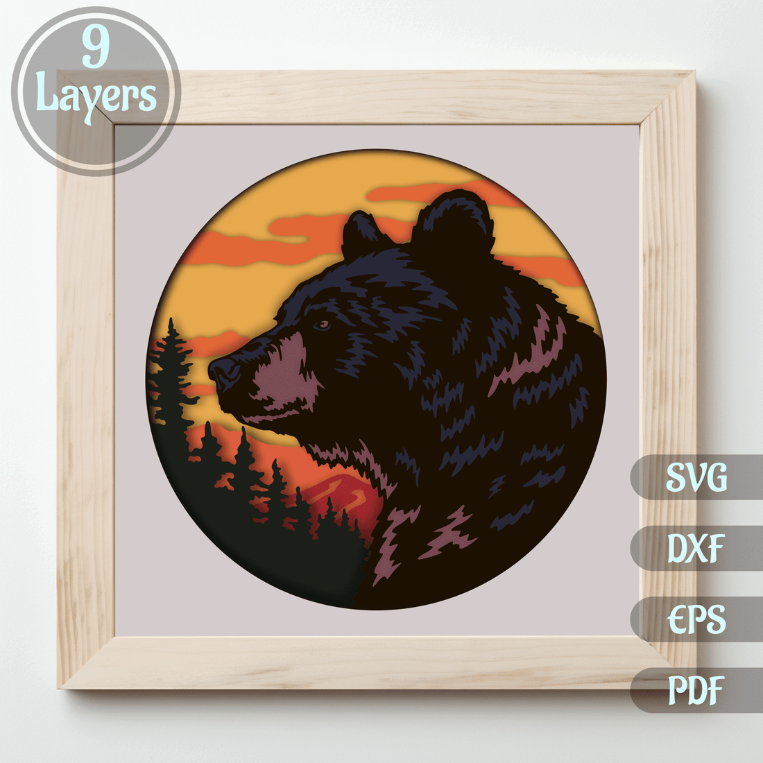 3D Bear Shadow Box Templates Svg for Cricut, Dxf for Laser cut ...