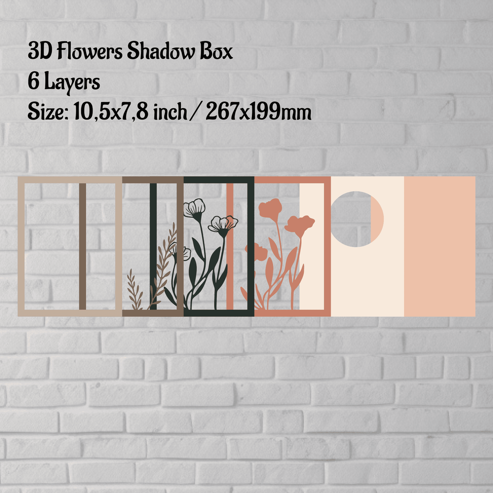 3D Flowers Shadow Box Templates 3D flowers Layered Svg