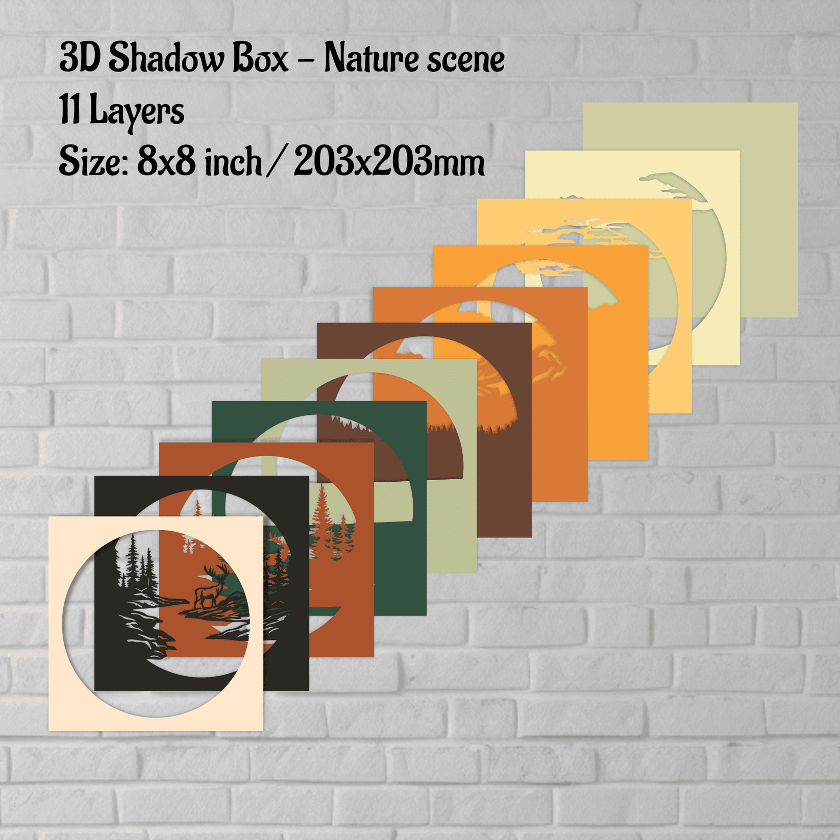 3D Shadow Box 3d deer Layered Svg,3d Nature Scene Snadow Box