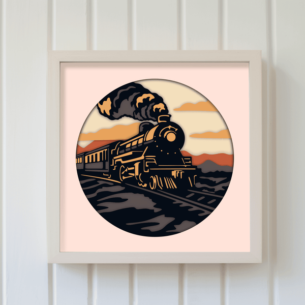 3D Vintage Train Shadow Box 3D Layered Svg