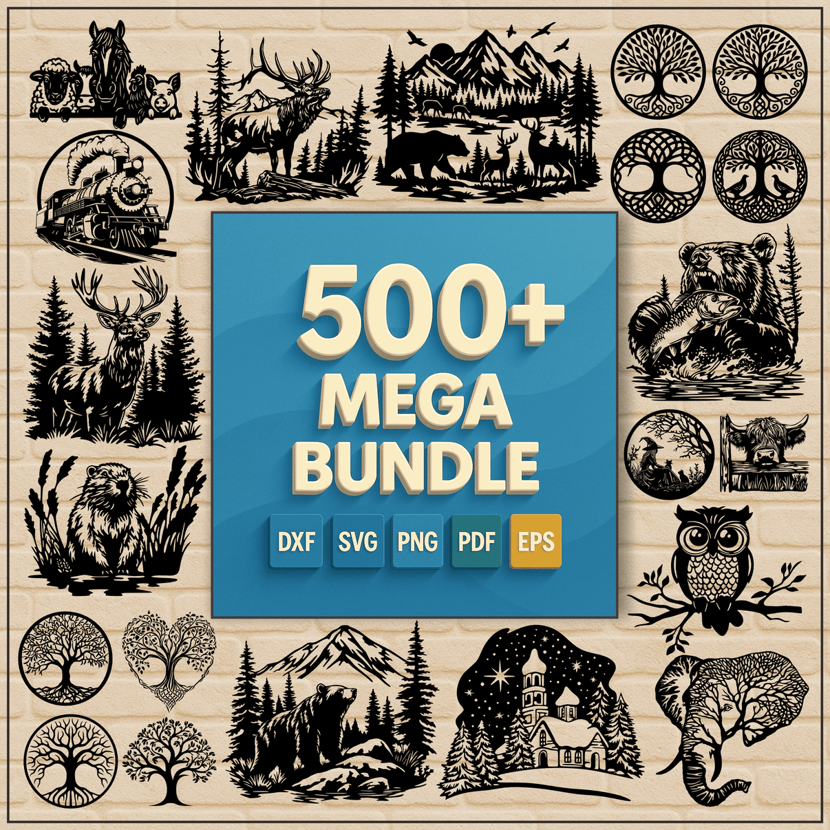 500+ CNC & Cricut SVG DXF EPS Design Bundle | CutFilesShop