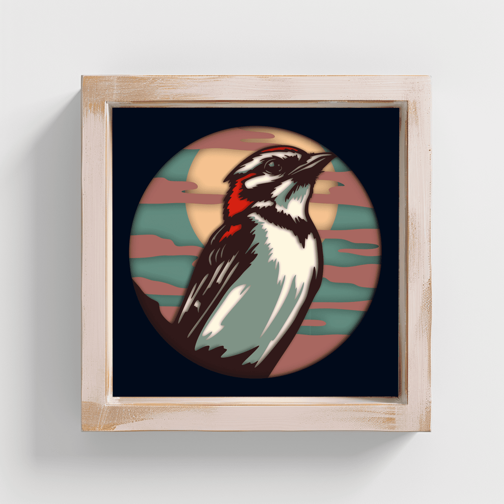 3D Layered Bird Shadow Box SVG, Light Box Template, Instant