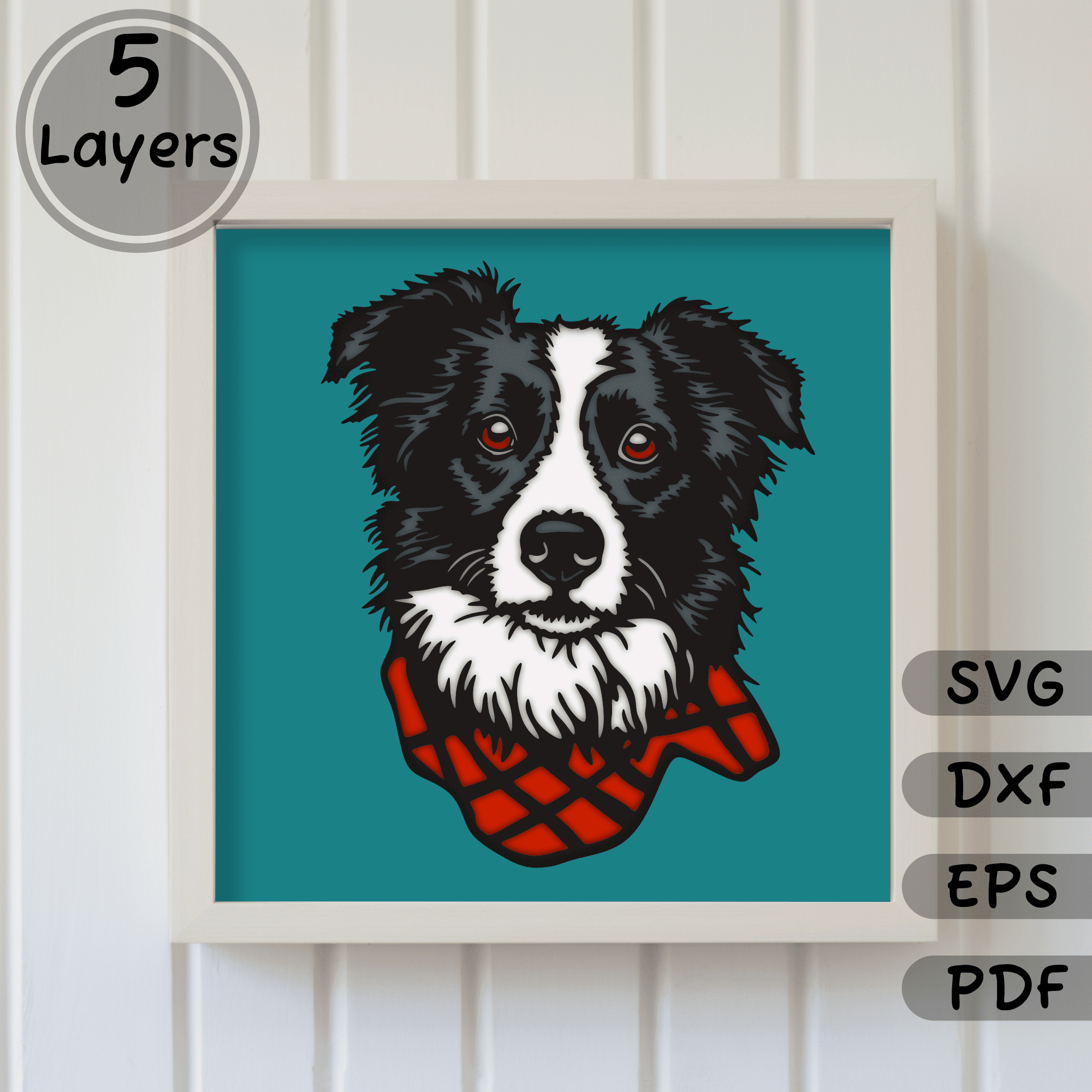 3D Border Collie Shadow Box Layered SVG For Cricut, Multilayer PaperCut ...