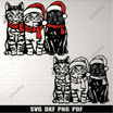 Customizable Christmas Cats SVG: DTF Print, DXF for CNC, and Sublimate