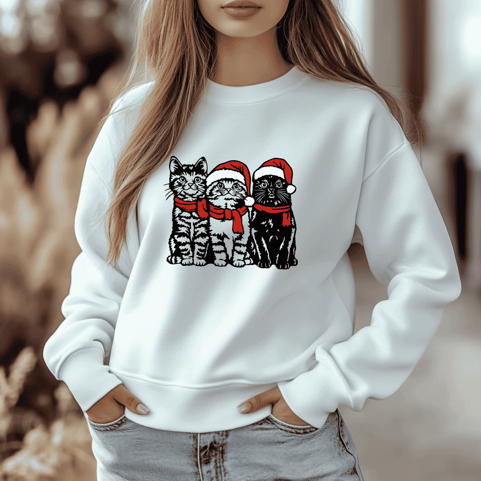 Christmas Cats SVG: DTF Print, DXF for CNC, and Sublimate