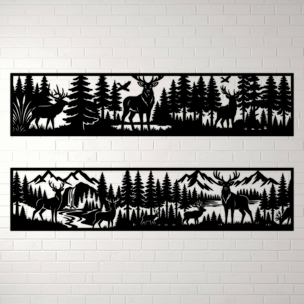 Wildlife Forest Scene Fences, Railings SVG DXF CNC Laser Cut