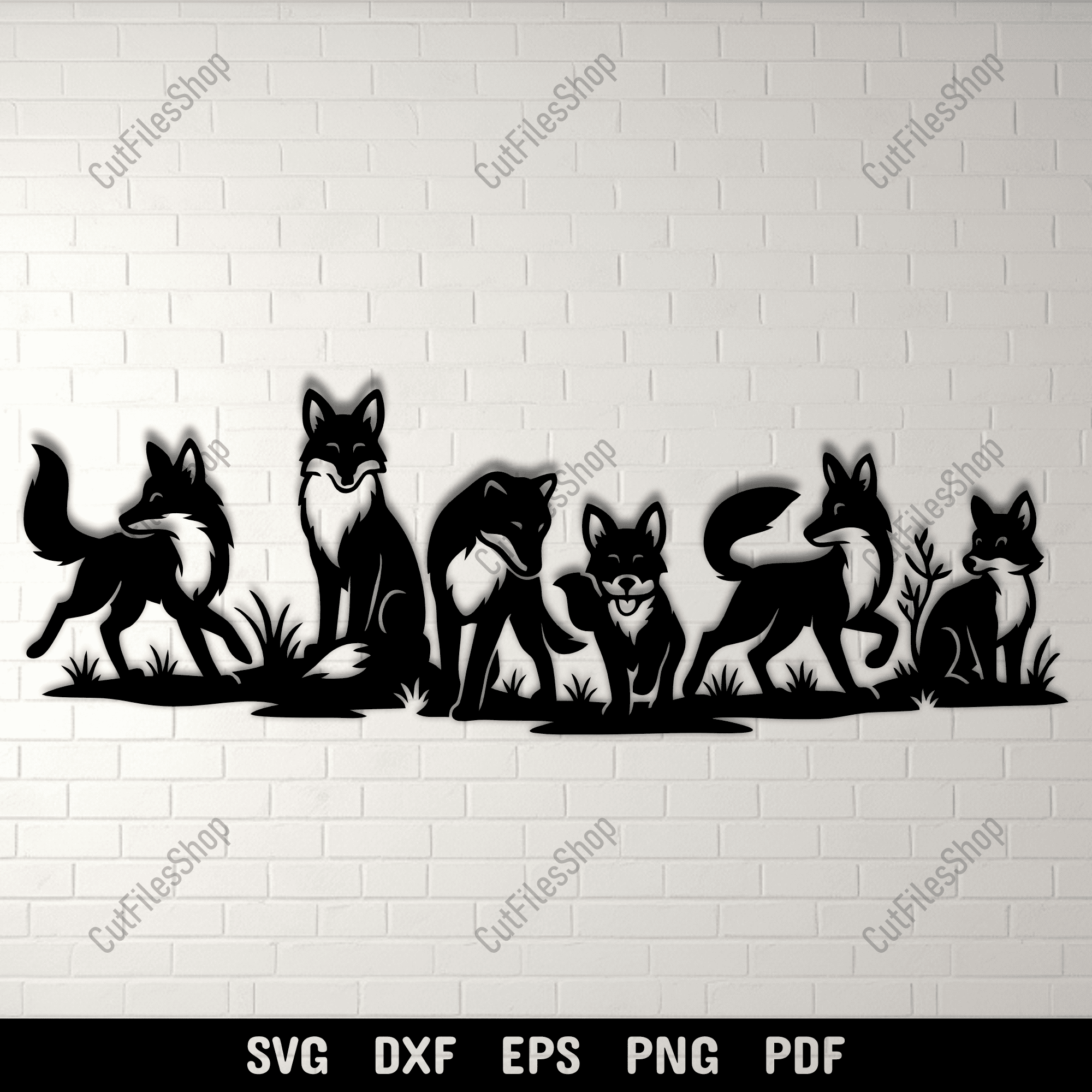 Fox Family SVG DXF PNG EPS PDF – Cut Files Wild Woodland Animal