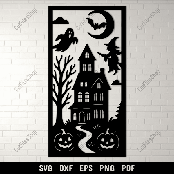 Haunted House Halloween SVG DXF PNG for CNC Laser Cutting