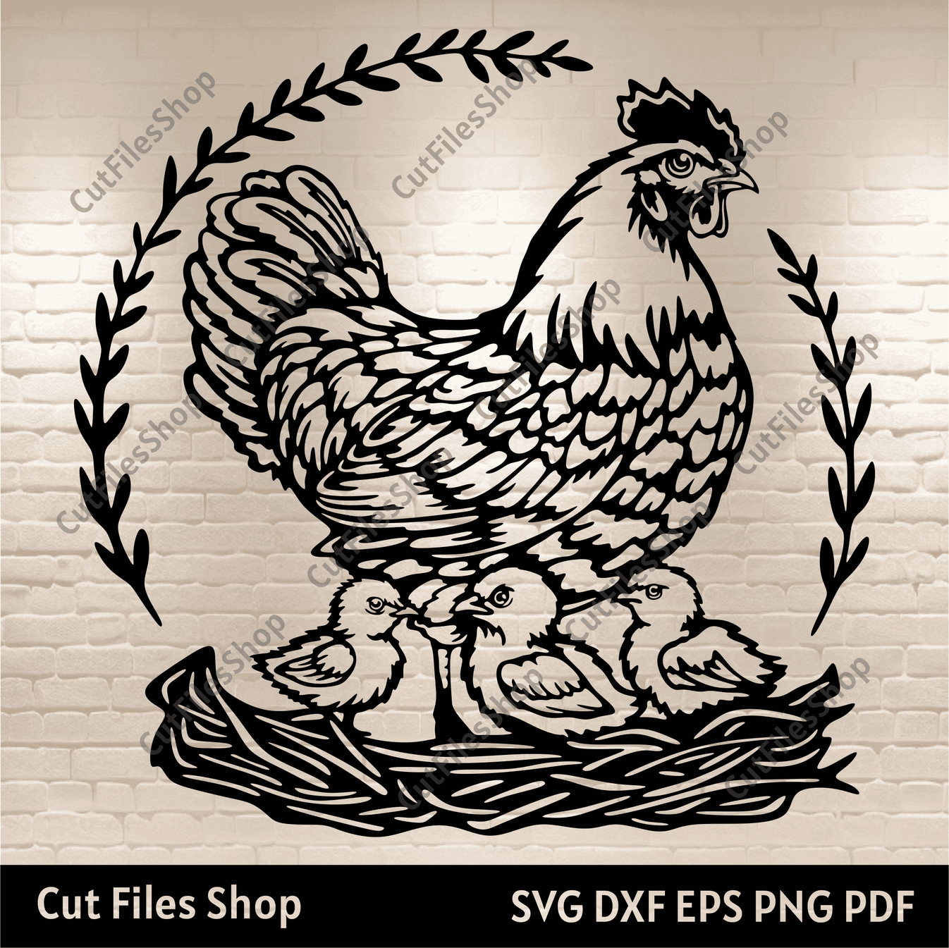 Hen With Chicks SVG, DXF & EPS Craft Files for Cricut/Laser