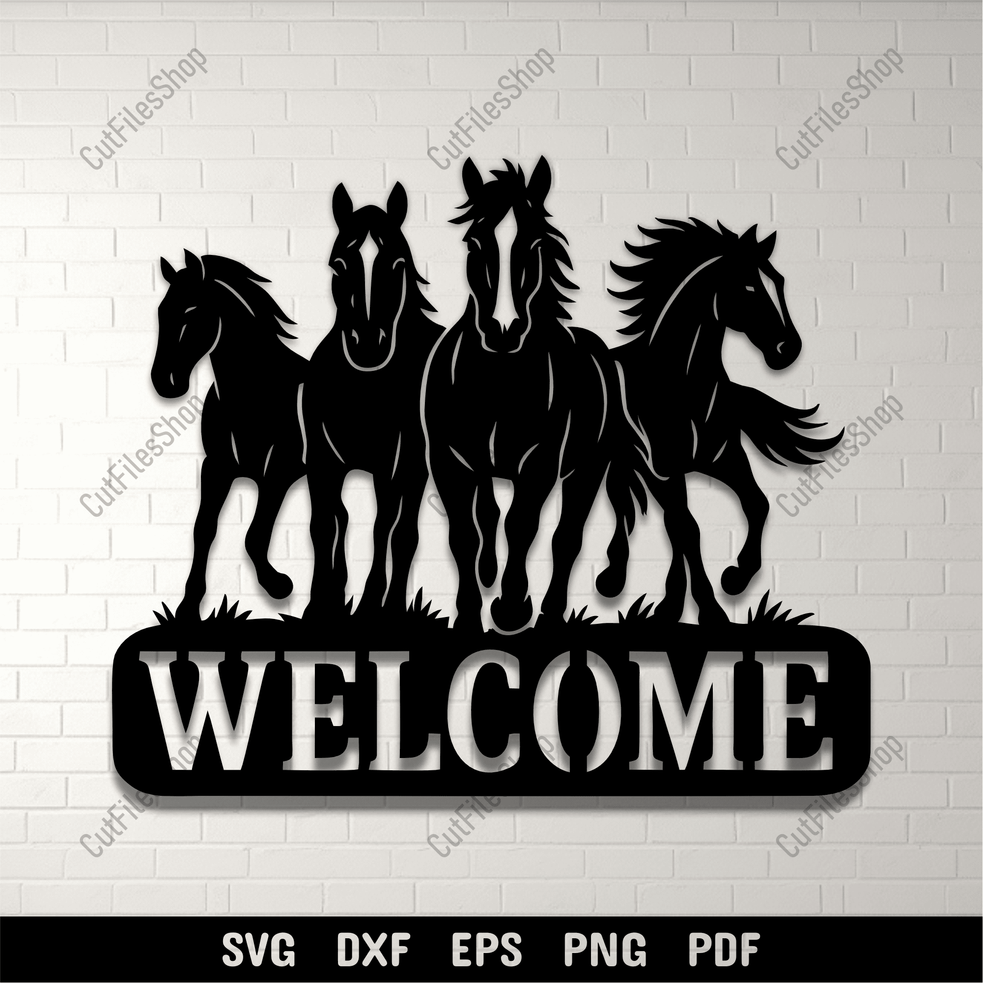 Horse Welcome Sign SVG DXF PNG for CNC Laser Cutting