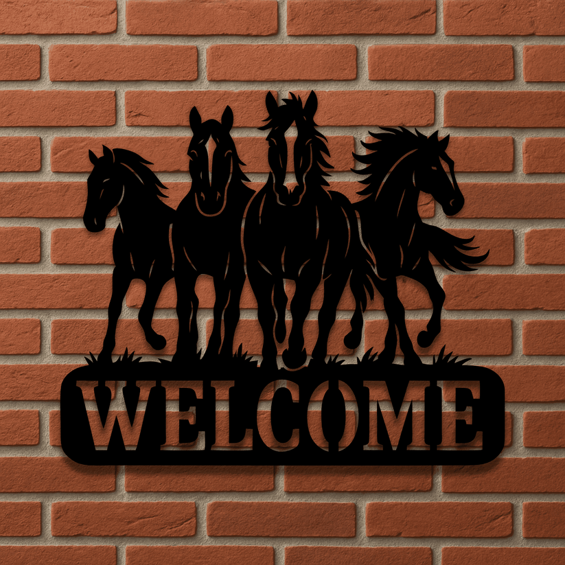 Horse Welcome Sign SVG DXF PNG for CNC Laser Cutting