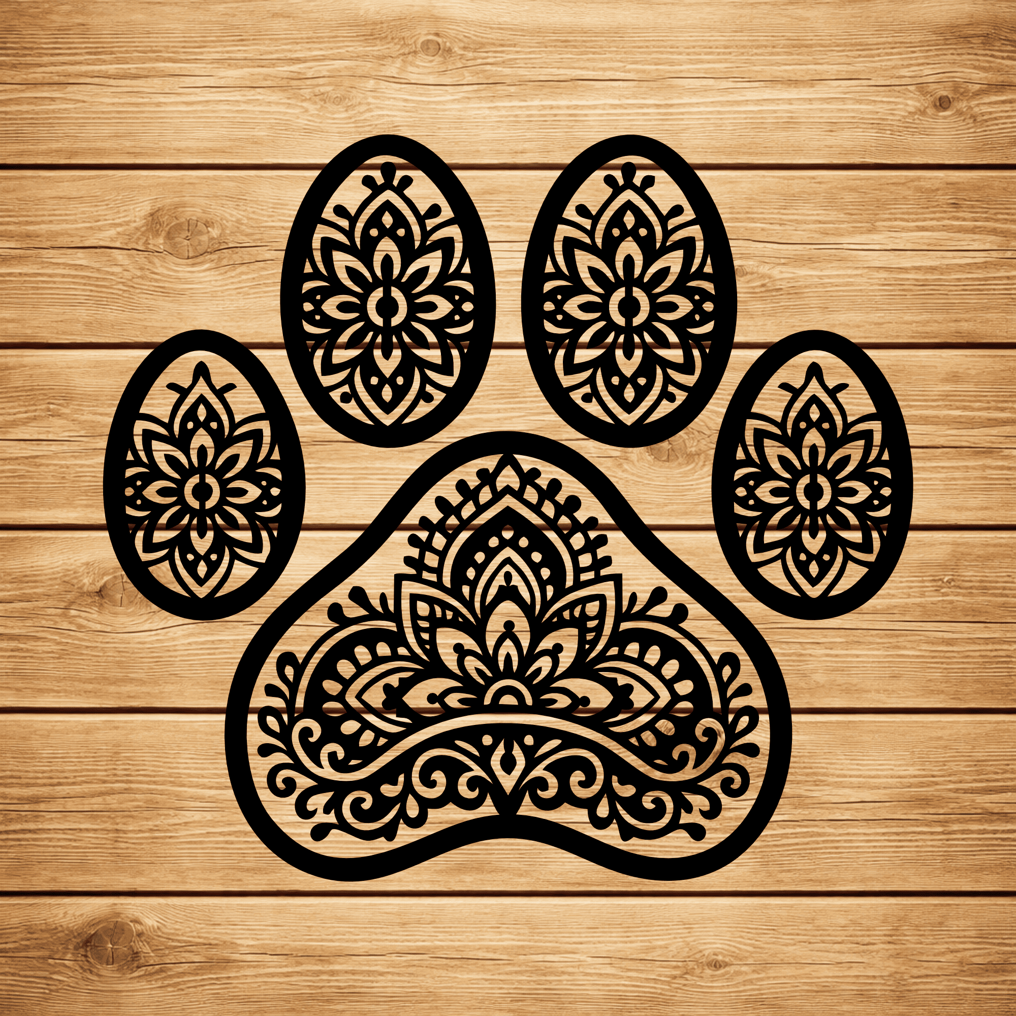 Mandala Bunny Moon Paw SVG DXF for Cricut, Laser & CNC