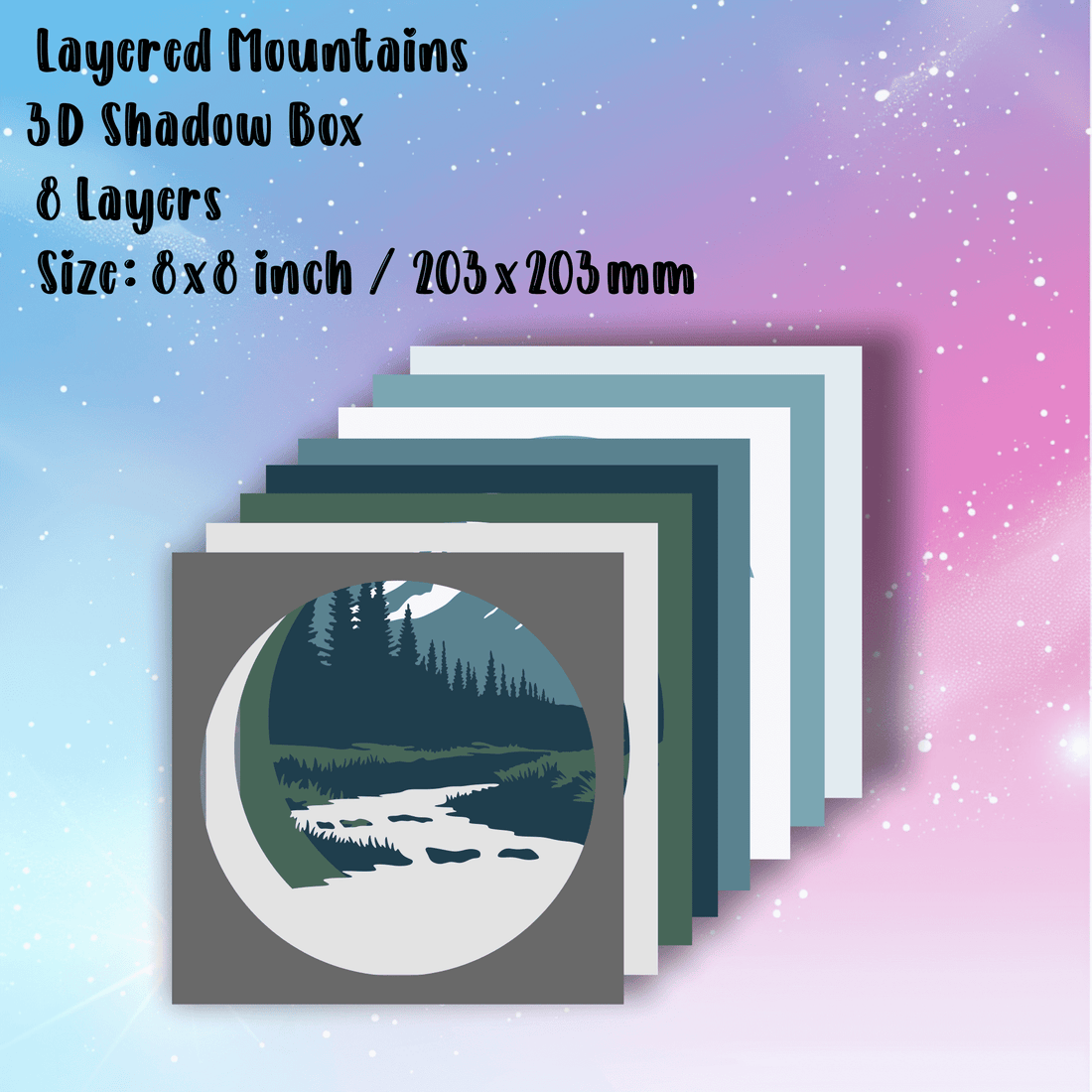 Mountains 3D Shadow Box SVG for Cricut, DIY Home Decor