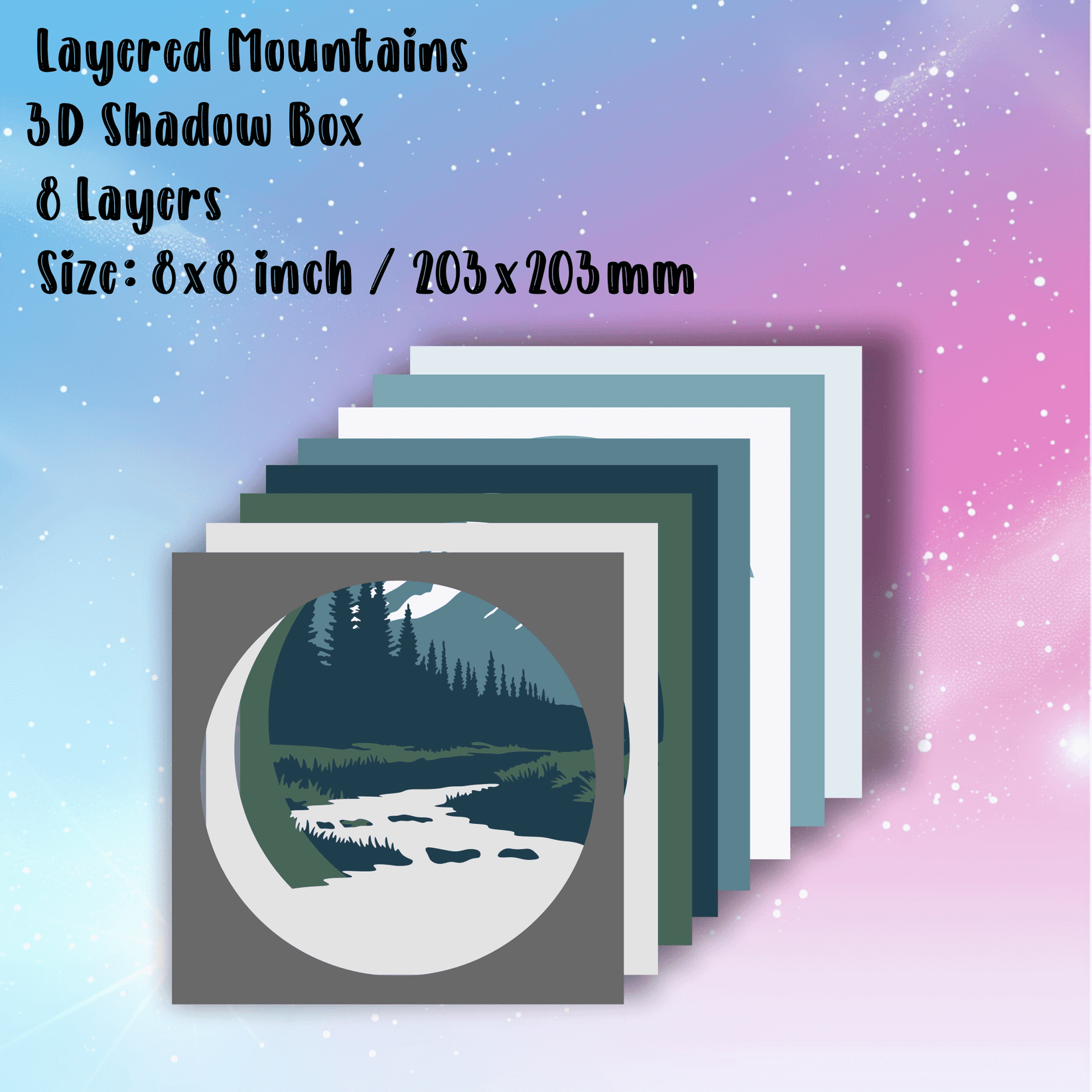 Mountains 3D Shadow Box SVG for Cricut, DIY Home Decor
