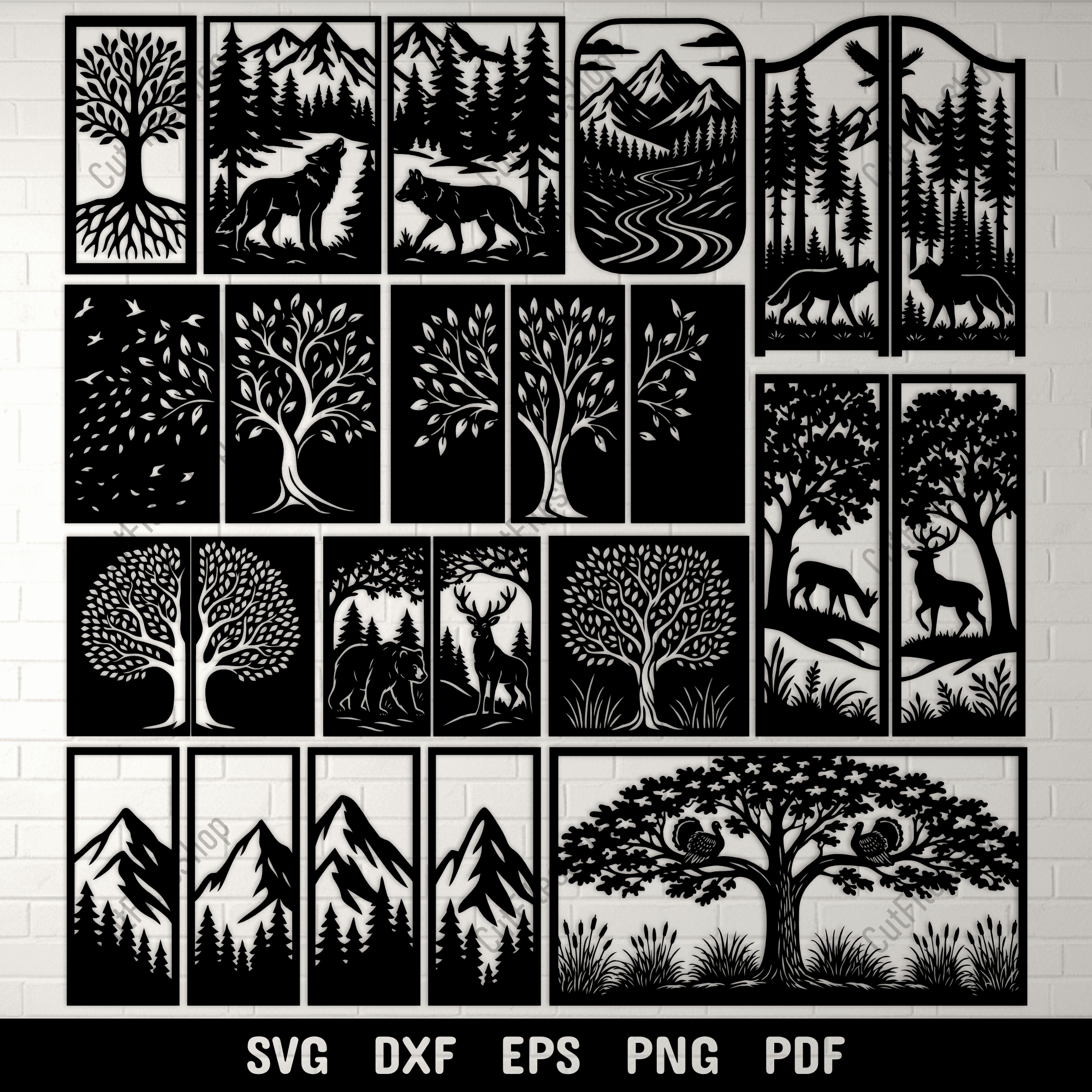 Nature Gate Panel SVG DXF Bundle for Laser & CNC