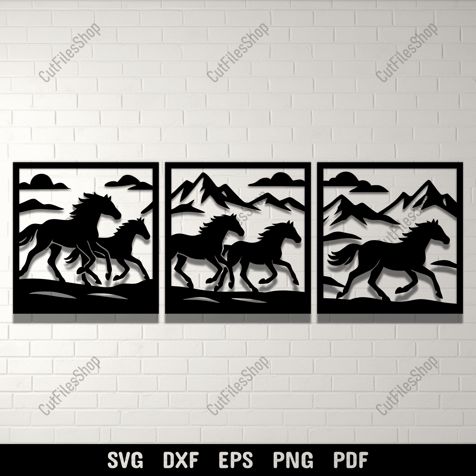 Running Horses SVG DXF for CNC & Laser Cutting