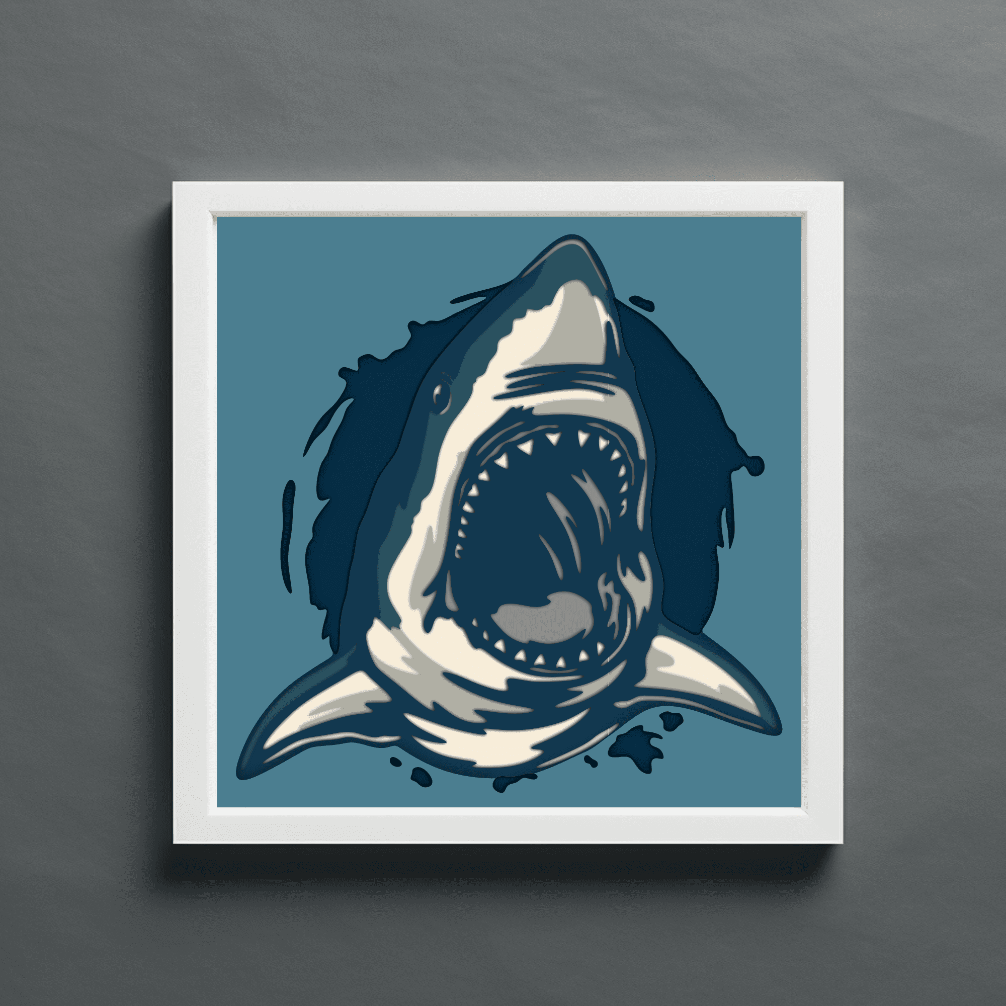 3D Layered Shark Shadow Box Template, SVG for Cricut, Multilayer DXF