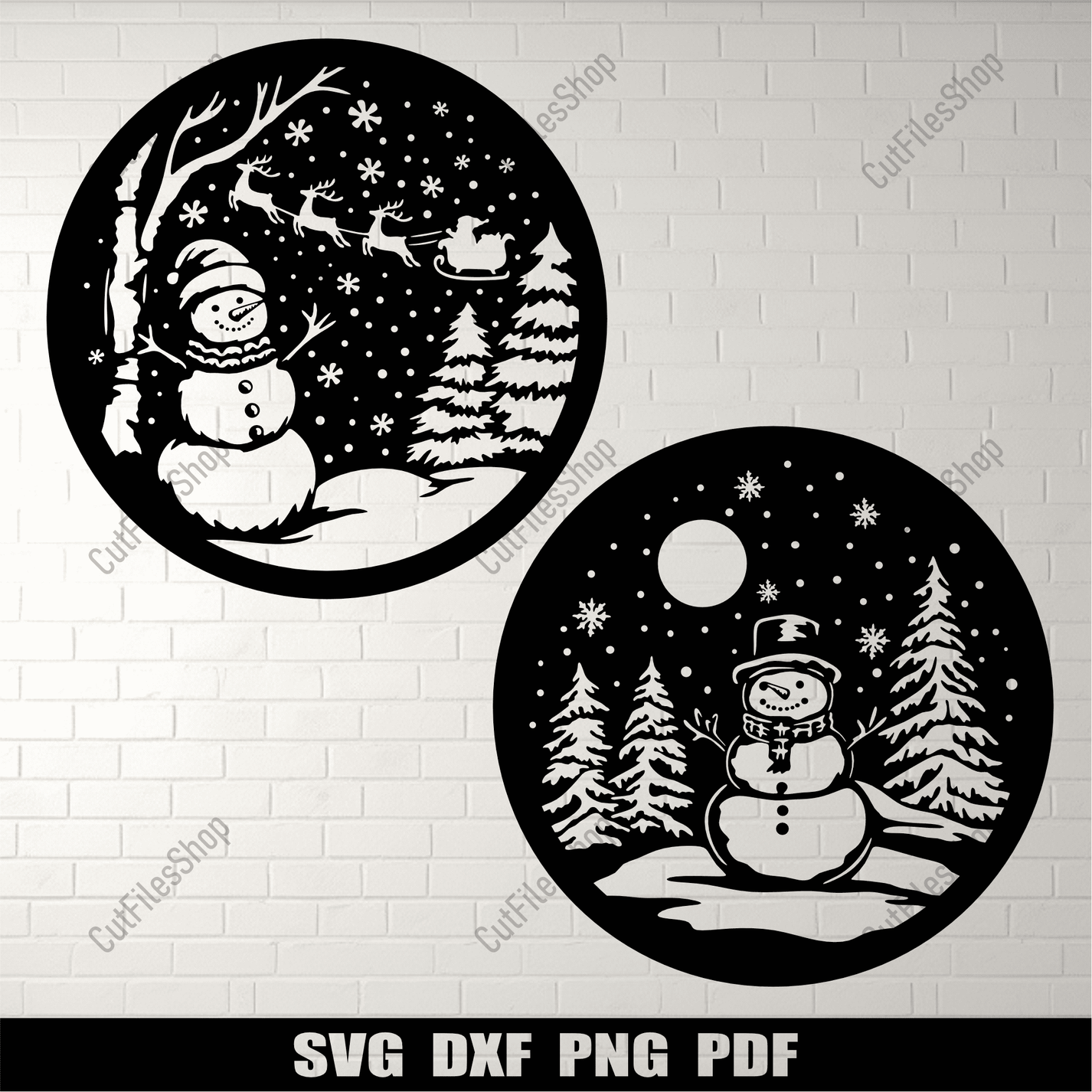 Snowman SVG Vector, Winter Scene, EPS, DXF for CNC, DIY