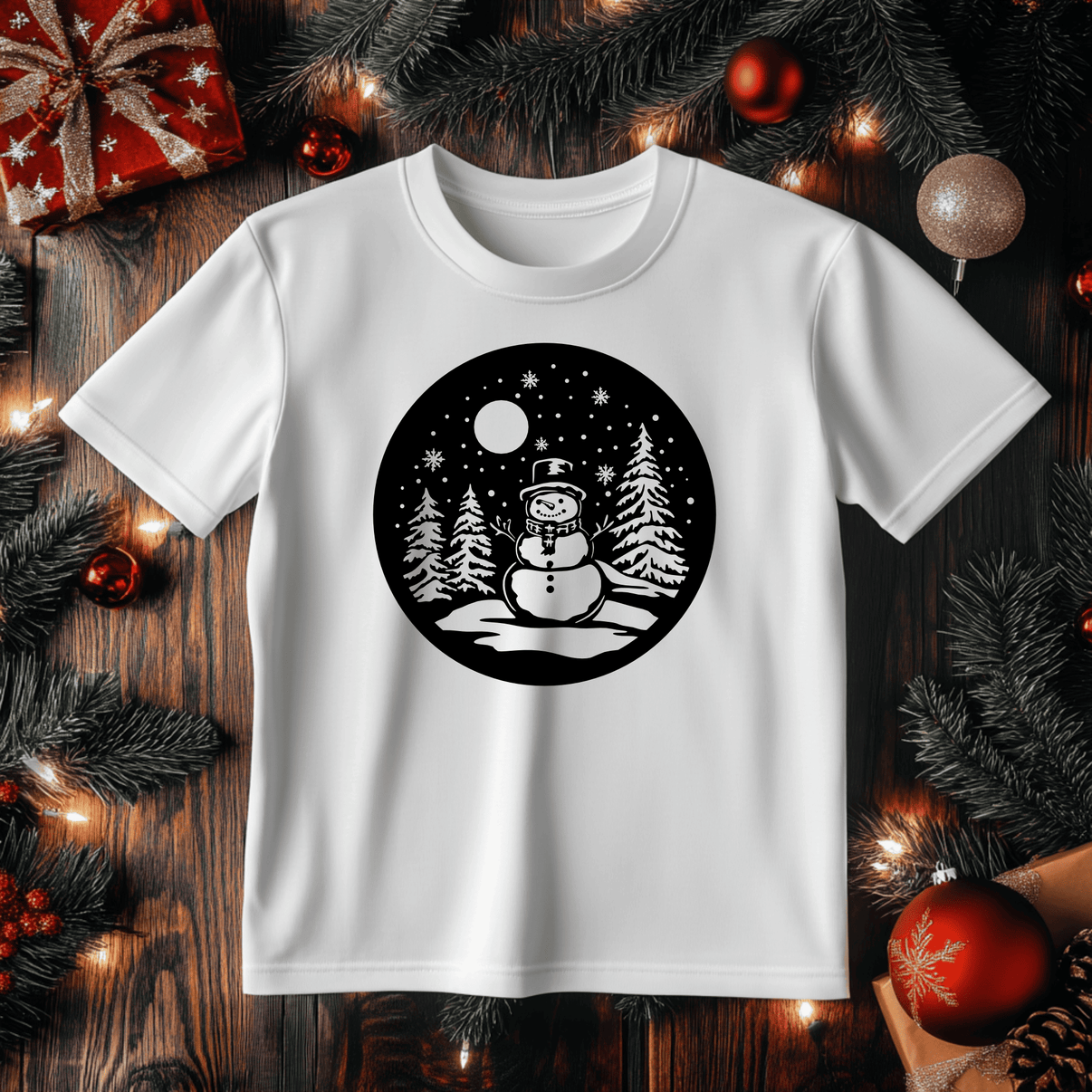 Snowman SVG Vector, Winter Scene, EPS, DXF for CNC, DIY