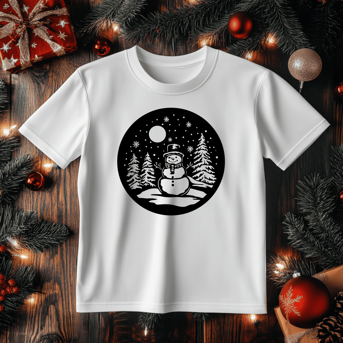 Snowman SVG Vector, Winter Scene, EPS, DXF for CNC, DIY