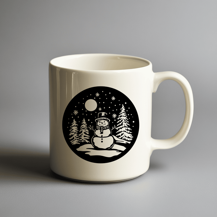 Snowman SVG Vector, Winter Scene, EPS, DXF for CNC, DIY