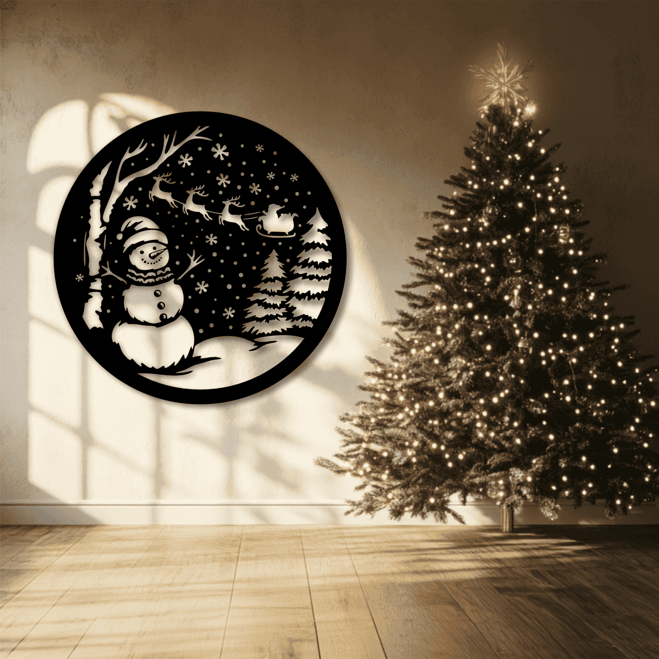 Snowman SVG Vector, Winter Scene, EPS, DXF for CNC, DIY
