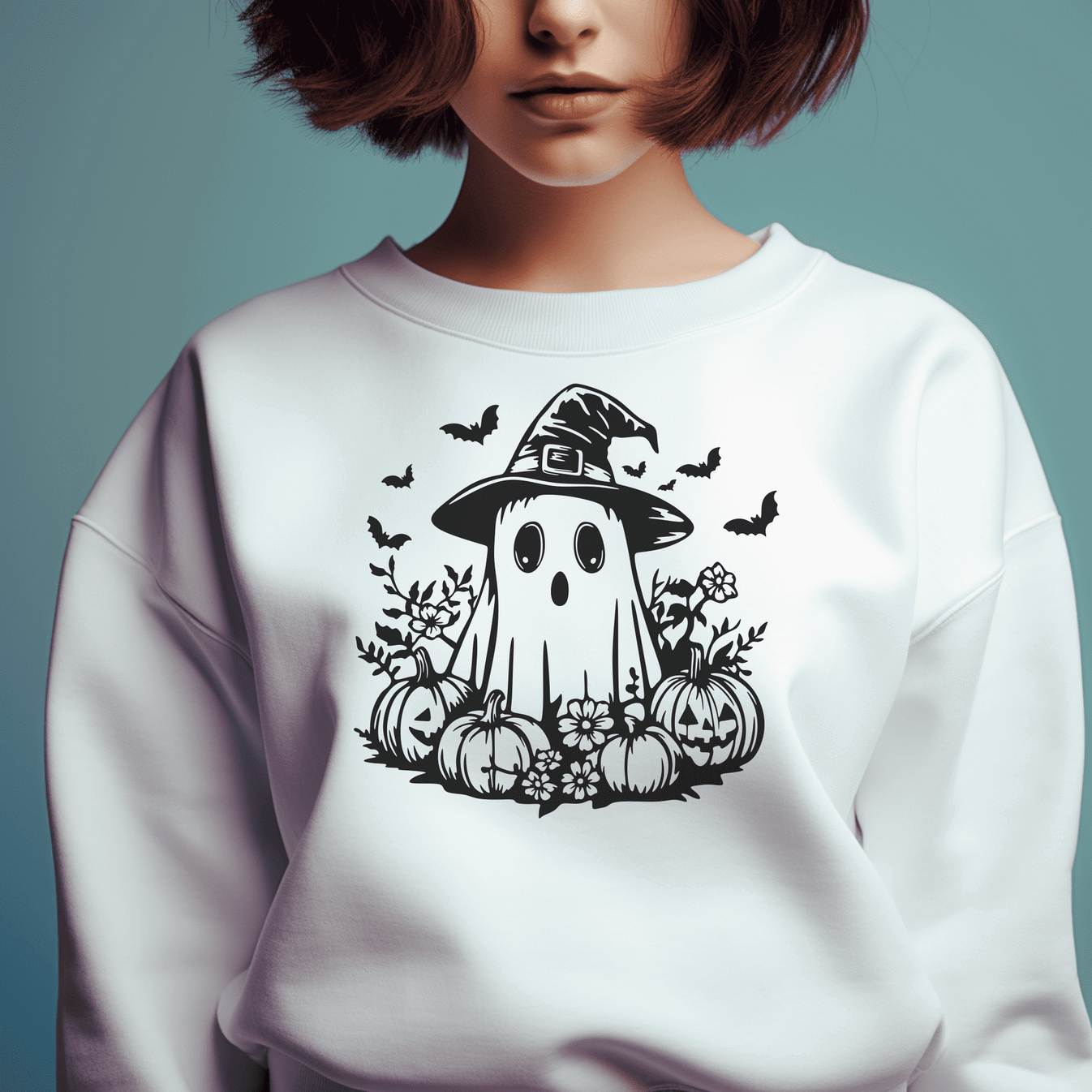 Spooky Floral Ghost SVG for Halloween T-shirts, SVG for Cricut & Laser
