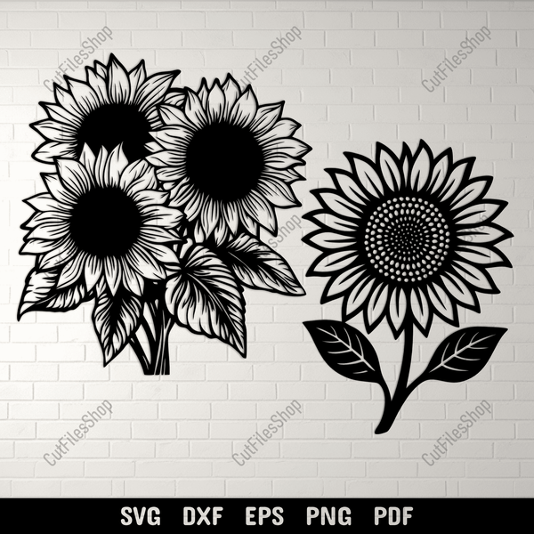 Sunflowers SVG DXF –Summer Floral Cut Files for Cricut & CNC