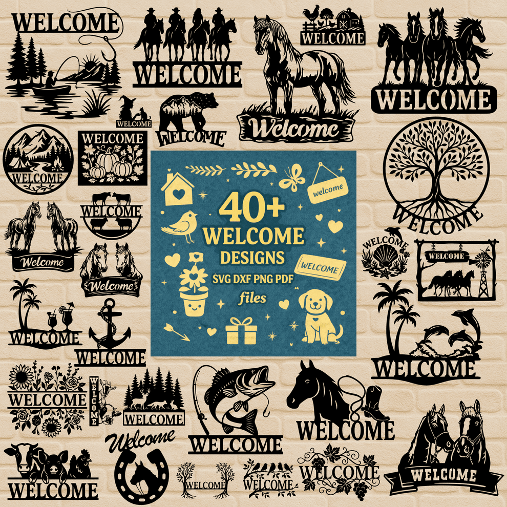 Welcome Sign SVG DXF Bundle for Cricut, Laser & CNC
