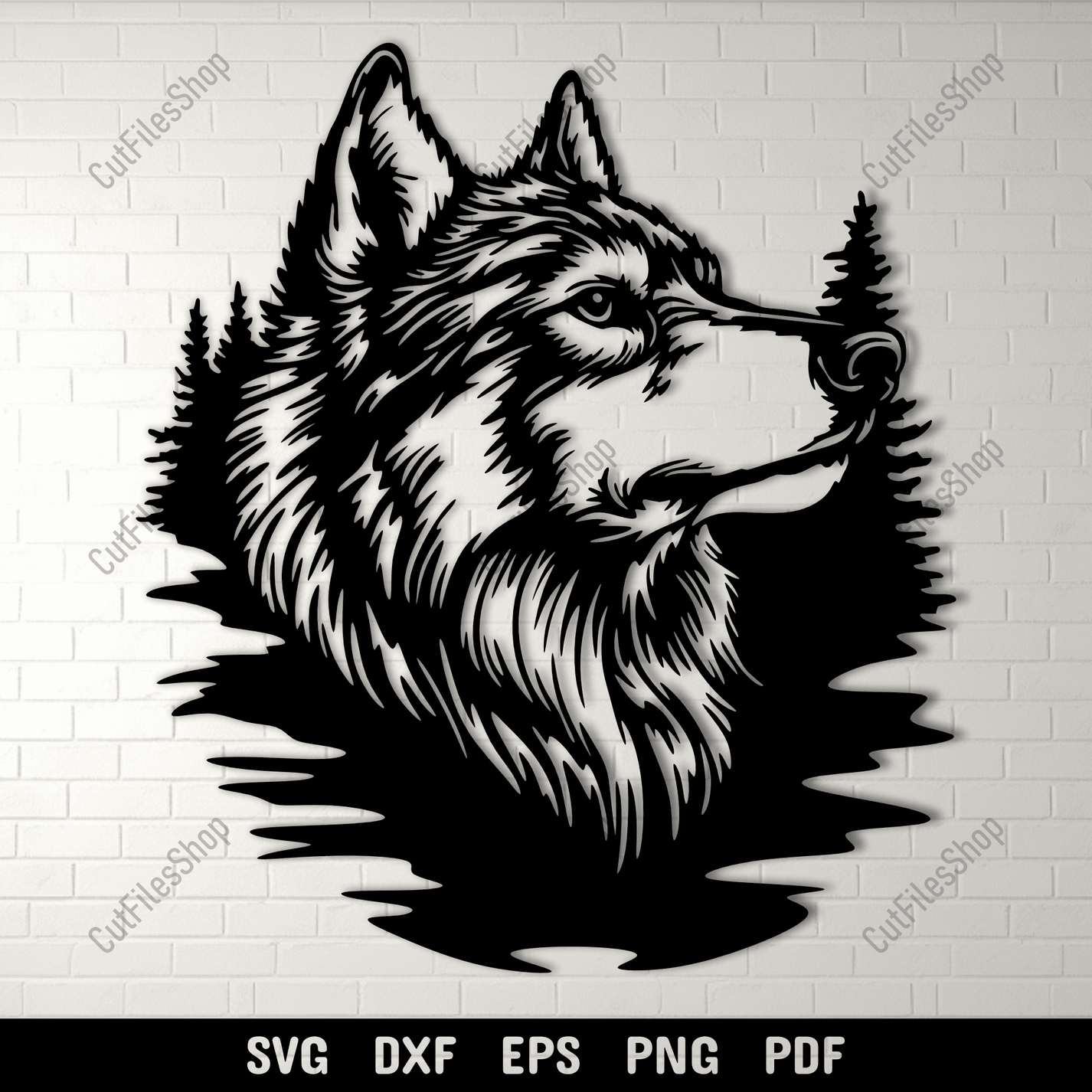 Wildlife Wolf Scene SVG for Cricut, Howling Wolf Dxf for CNC
