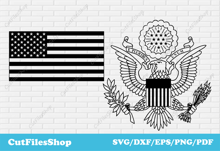 American flag dxf, Great Seal dxf, dxf images for cnc, American flag svg
