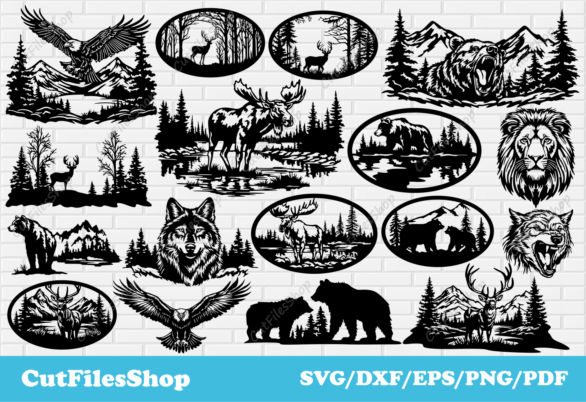 Animal Scene DXF & SVG Files for CNC and Cricut