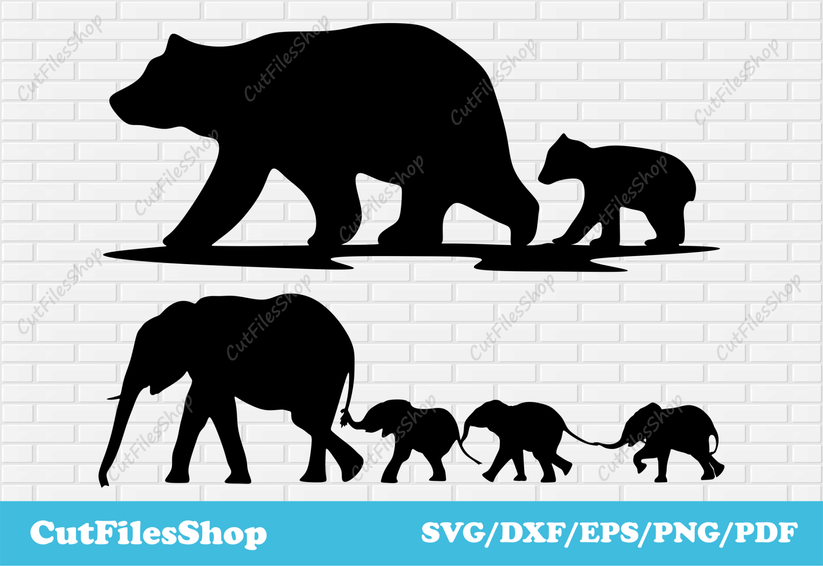 Animals vector images, clip art dxf animals, dxf files for laser cutti