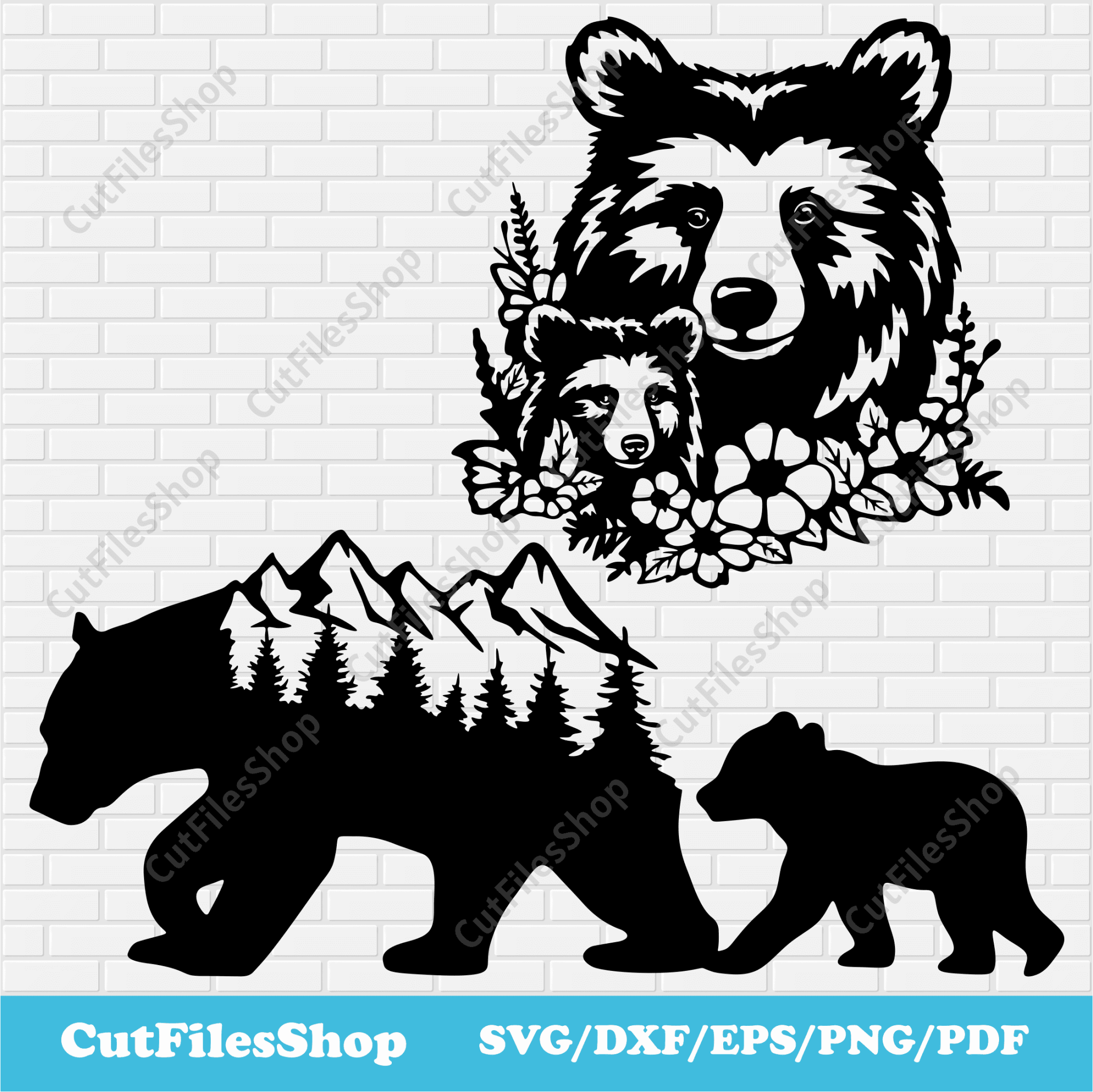 Bears DXF for Laser cut, Bears SVG for cricut, Silhouette stencils ...
