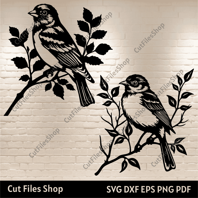 Bird on Branch SVG & DXF Cut Files for Crafting