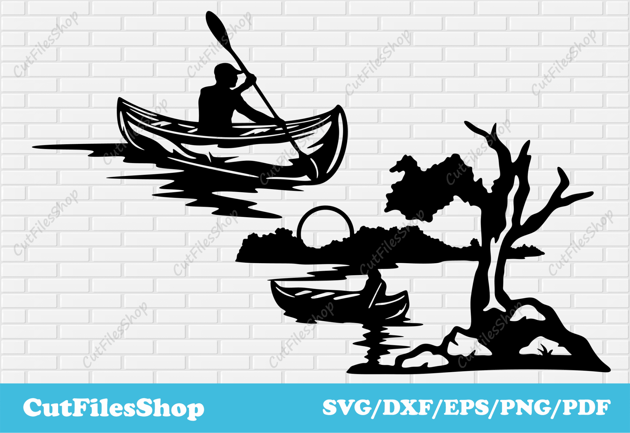 Canoe scenes svg for Cricut,plasma cut dxf,svg for laser