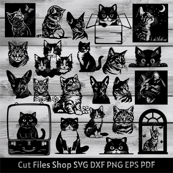 Cats Svg Bundle,cut files for Cricut,Dxf for Laser
