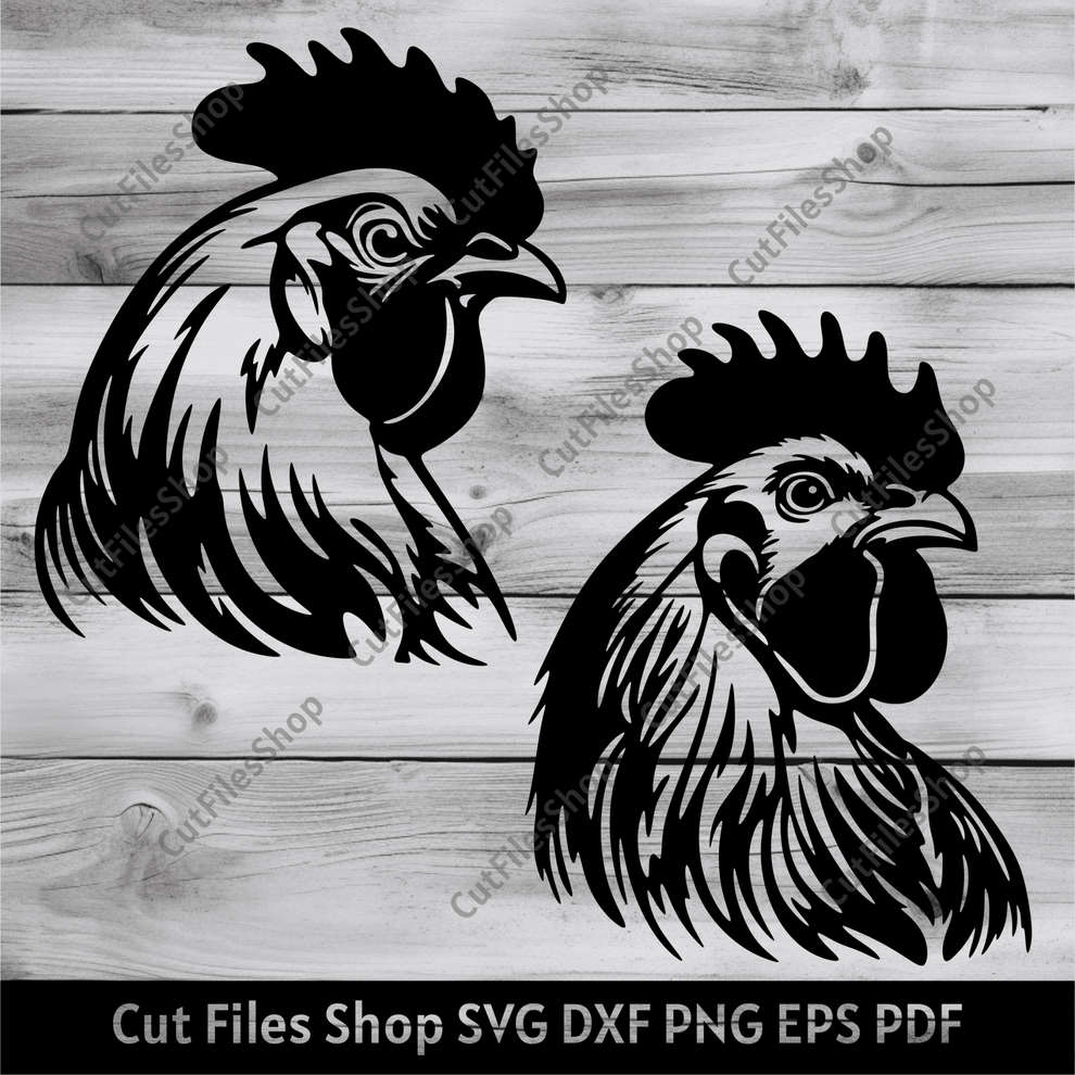 Chicken Head SVG for Cricut & CNC, Farm Bird Clipart