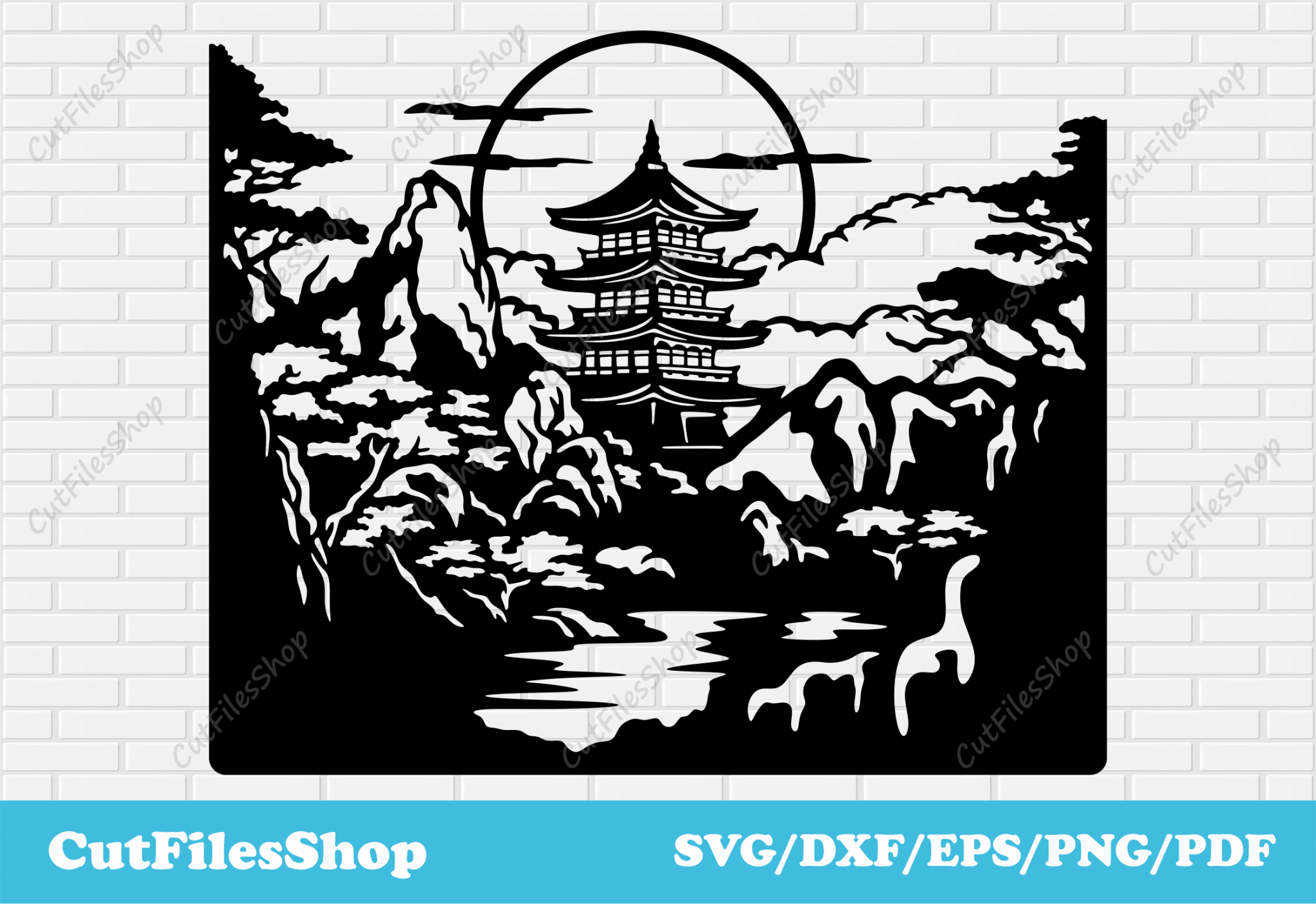 China scenery svg dxf files for cutting, nature of Chine png, scrapbook ...