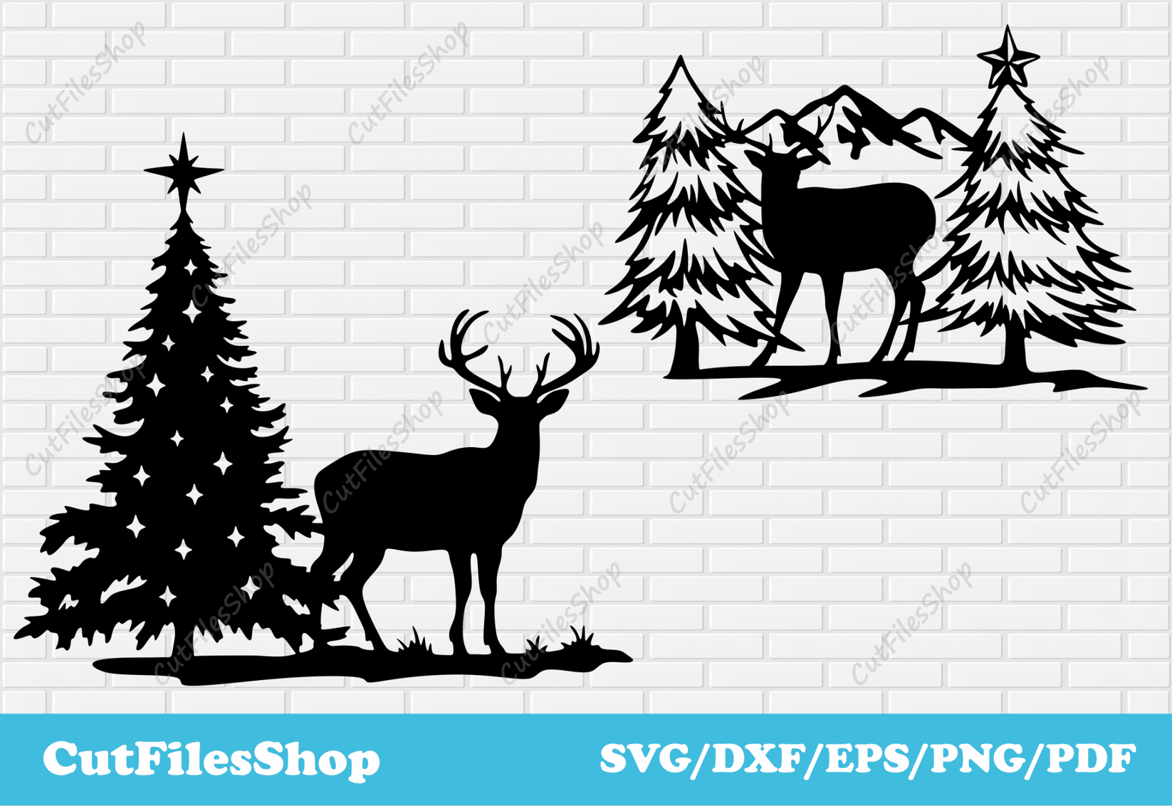 Christmas reindeer svg, Christmas scene dxf, Christmas vector, winter ...