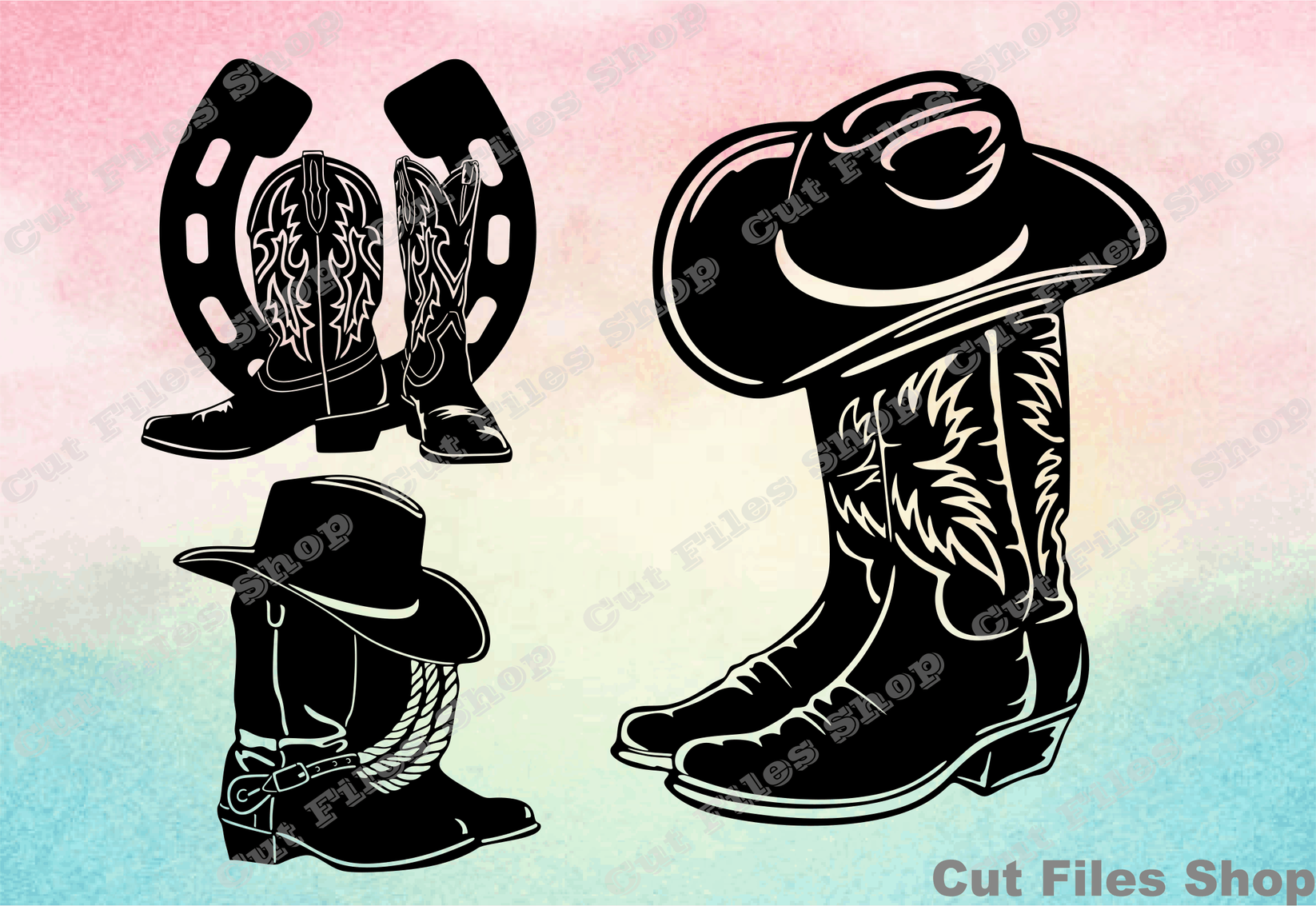 Cowboy boots dxf, Cowboy svg, t-shirt svg, vector cnc, vector dxf file