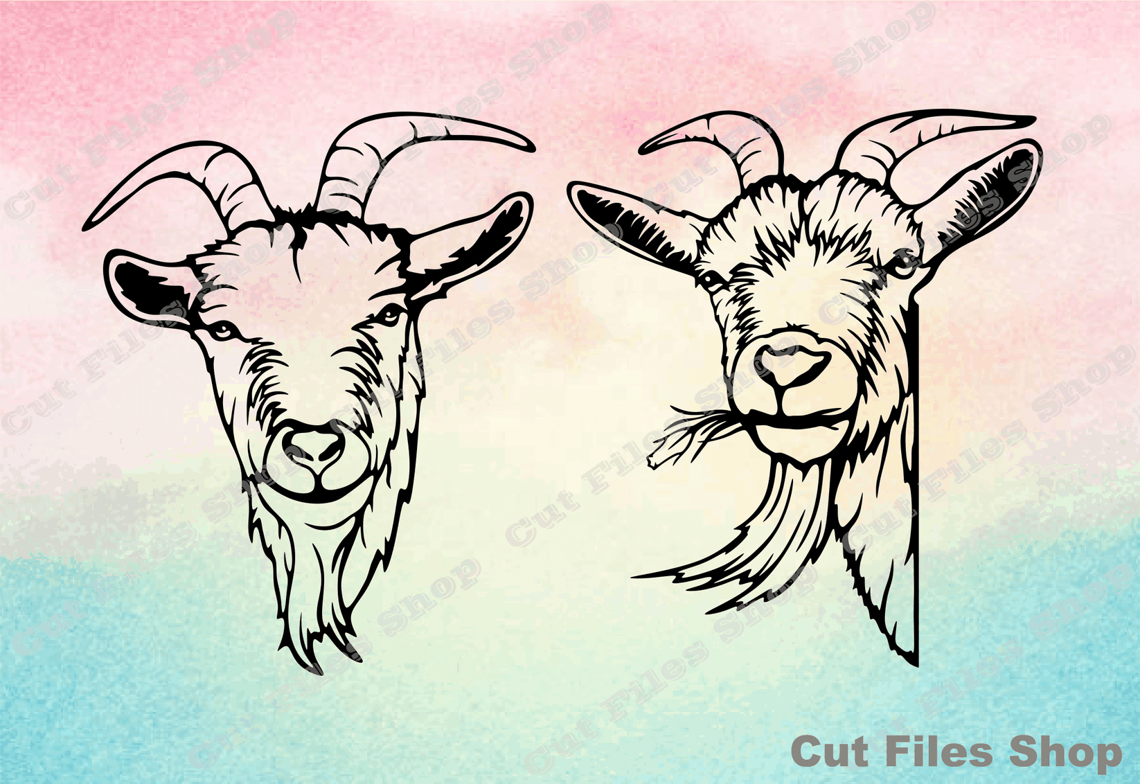 Goat SVG Cut files, Vector art, Silhouette cameo, DXF for CNC