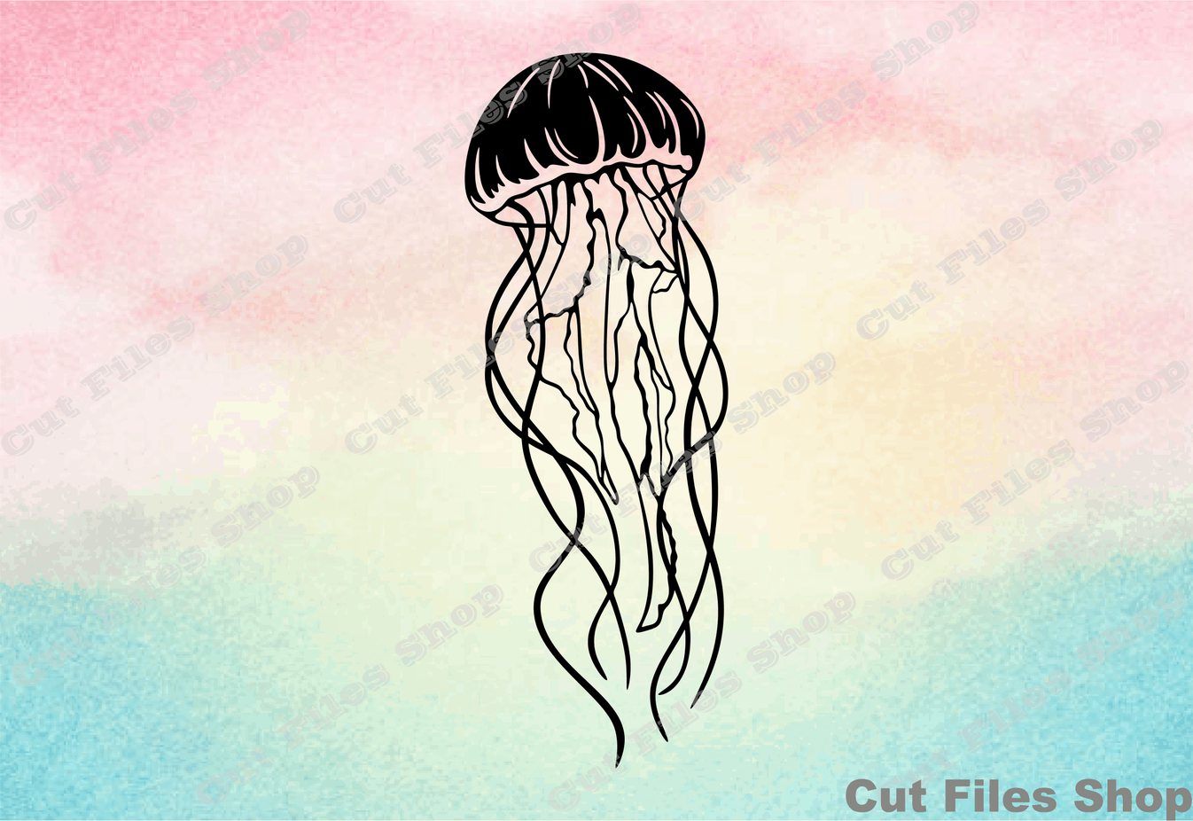 Jellyfish vector, buy svg for cricut, dxf laser cut panels, svg cutting