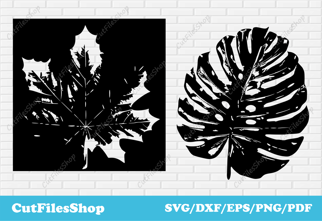 Leaves panels DXF for laser cutting, Monstera leaf svg, Maple leaf dxf ...