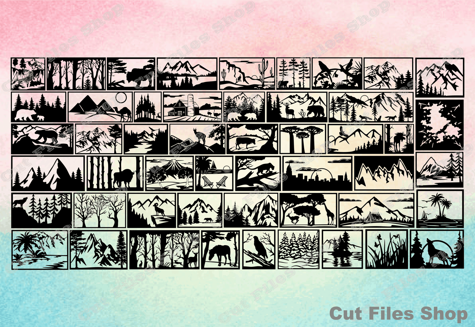Nature panels dxf, download dxf files for laser cutting, DXF SVG files