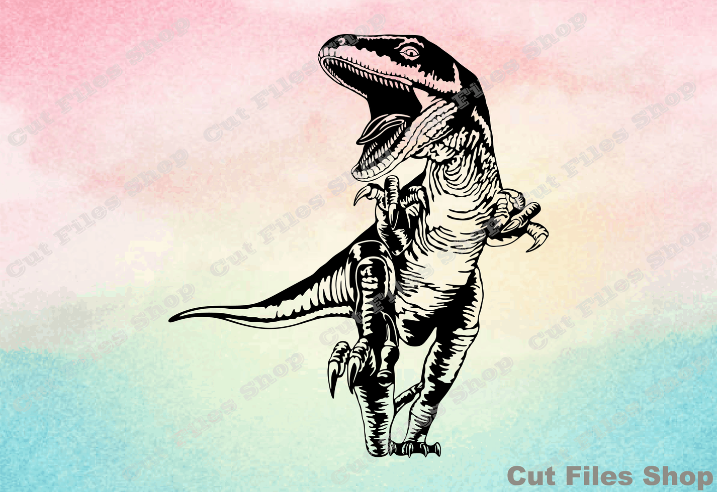 T-Rex cut files, dinosaur vector file, cutting files, dxf laser