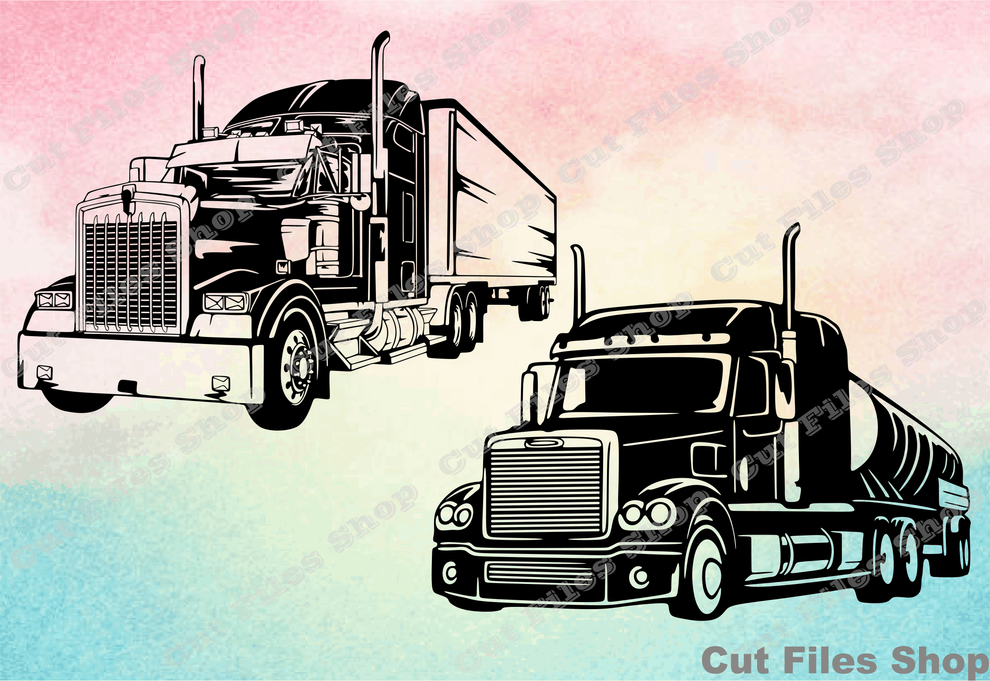 Truck cut files, travel vector, transportation, eps cutting