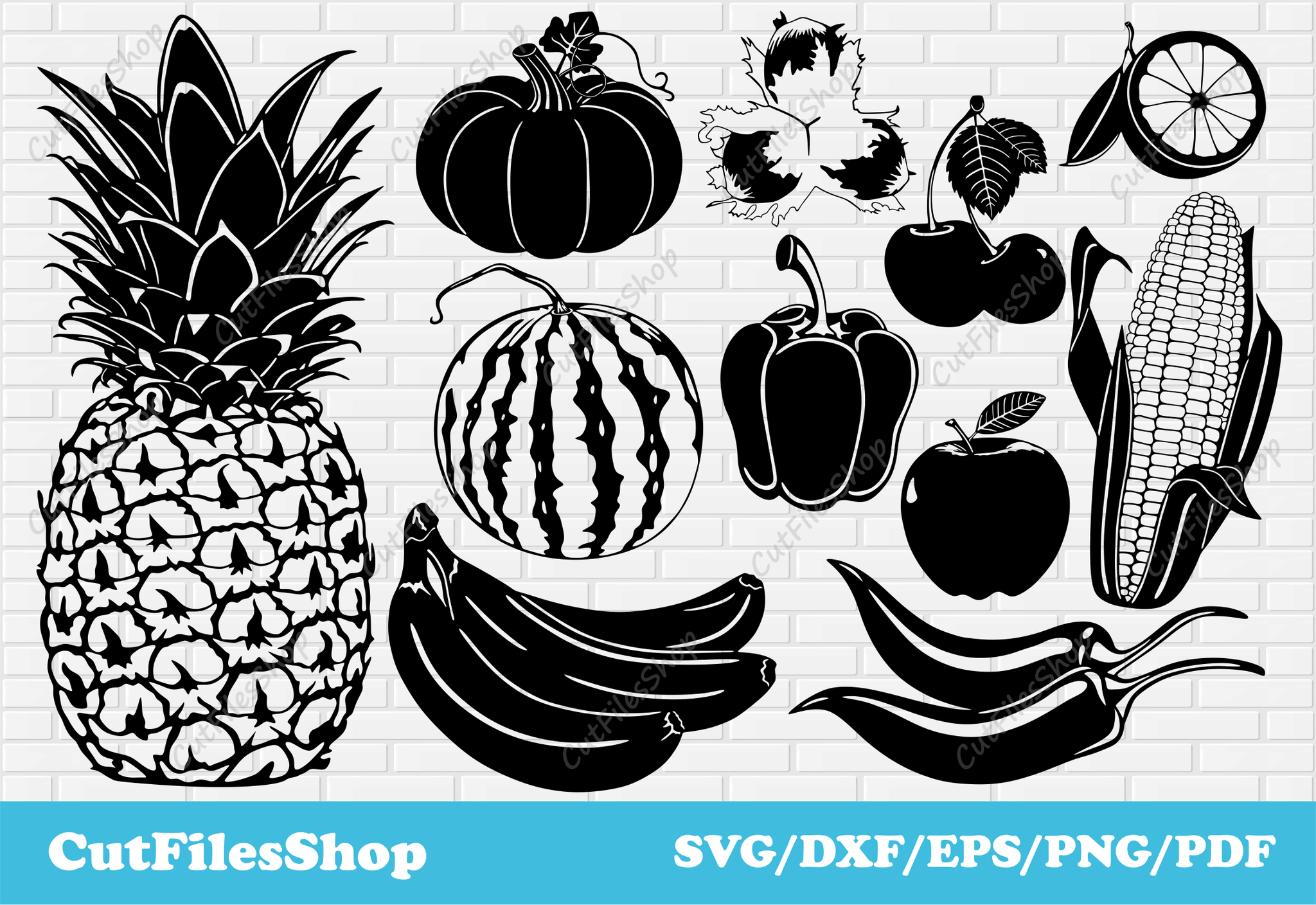 Fruits, vegetables svg cut files for cricut, Dxf files for CNC machines ...